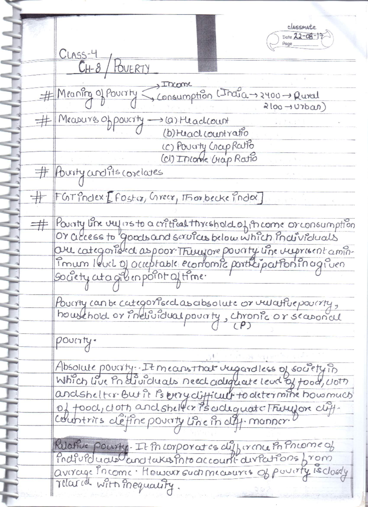 Ch-8 DE - Poverty Notes Summary for Development Economics Course - Studocu