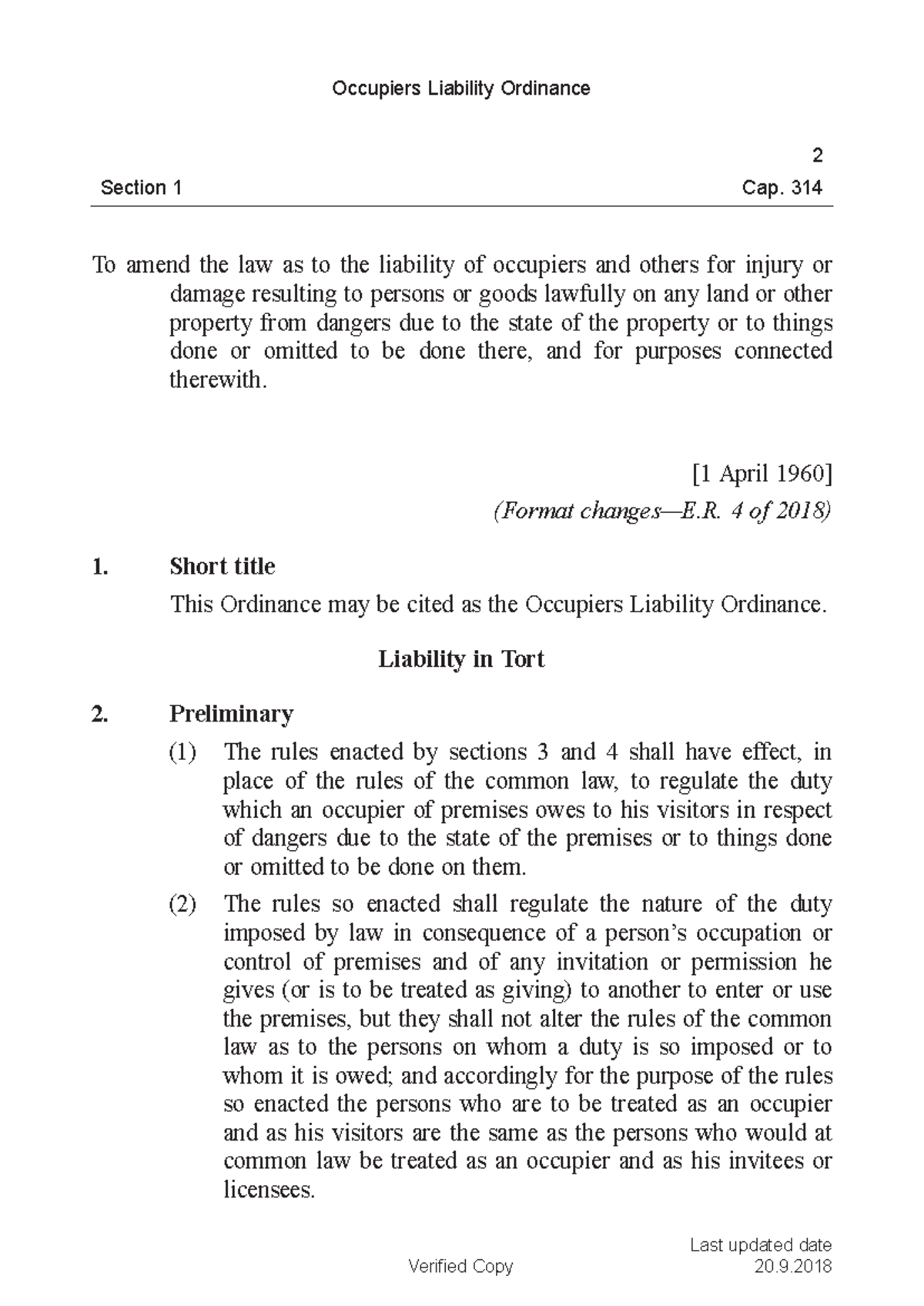 Occupiers Liability Ordinance Cap 314: An Overview of Legal Duties ...