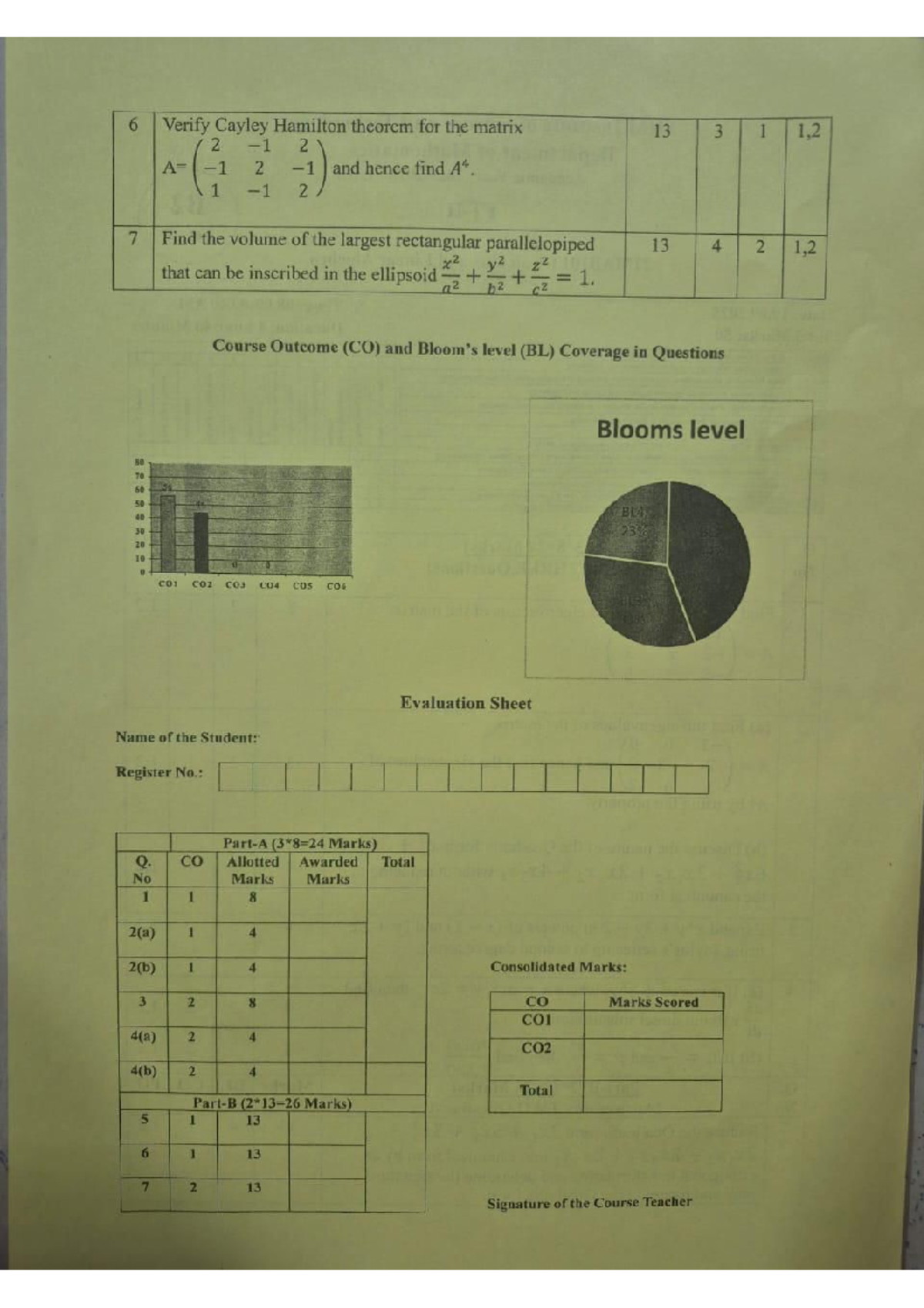 CT 1 Exam 2025/2026: Cayley-Hamilton & Volume of Ellipsoid - Studocu