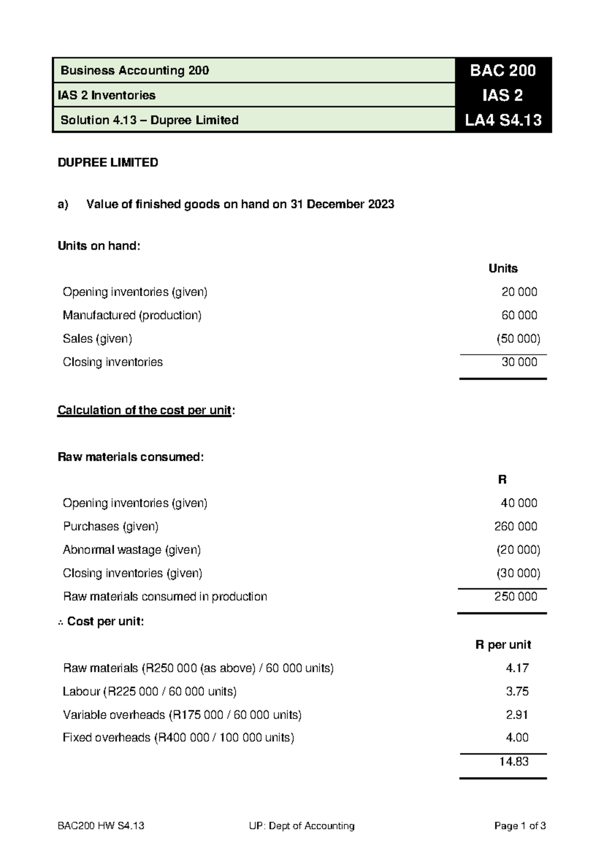 BAC 200 Questions - BAC200 HW S4. 13 UP: Dept of Accounting Page 1 of 3 ...