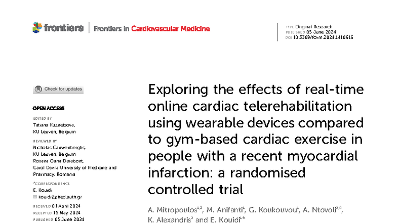 Cardio Wearable-Watch: Online vs Traditional Cardiac Rehabilitation ...