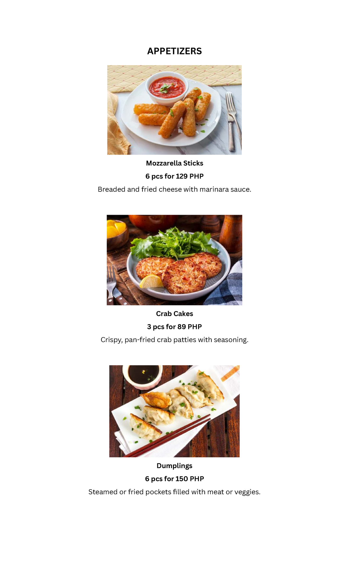 Menu Overview: Appetizers, Soups, Main Course, Desserts & Drinks - Studocu