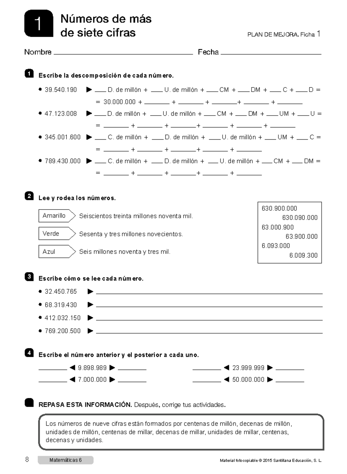 Matemáticas 6º - Repaso Completo de Números y Operaciones - Studocu