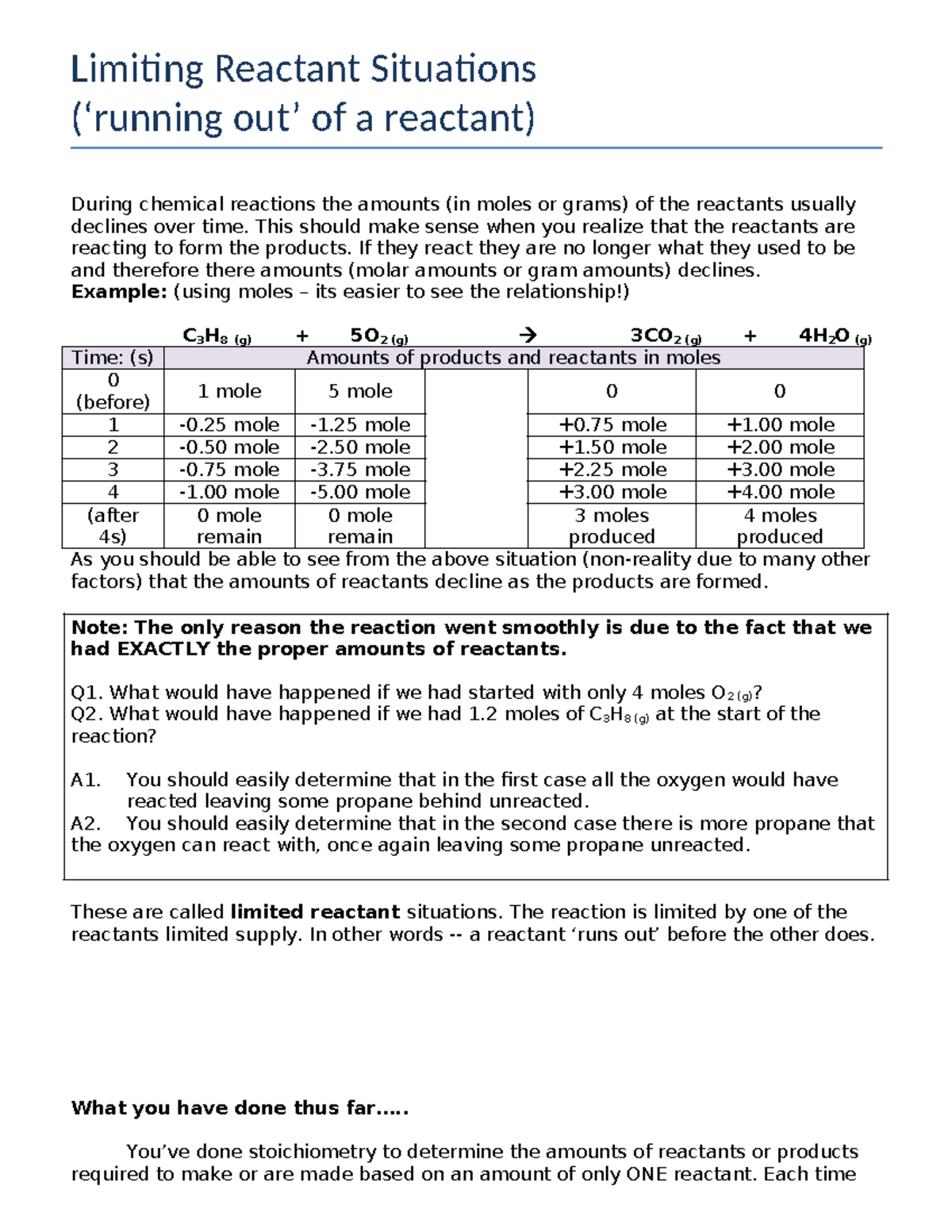 Limiting Reactant Situations: Understanding Stoichiometry in Reactions ...