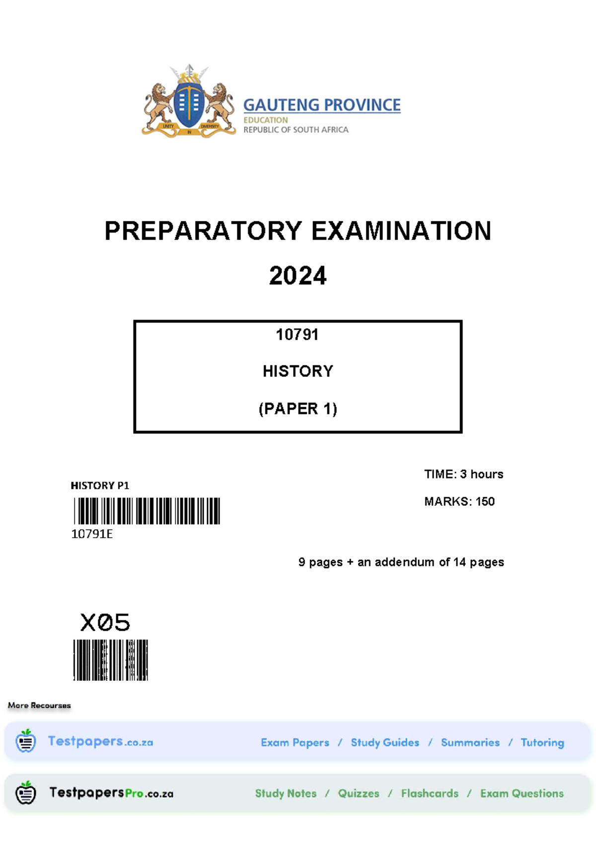 Gr 12 History P1 2024 Prep Exam Question Paper X05 - Studocu