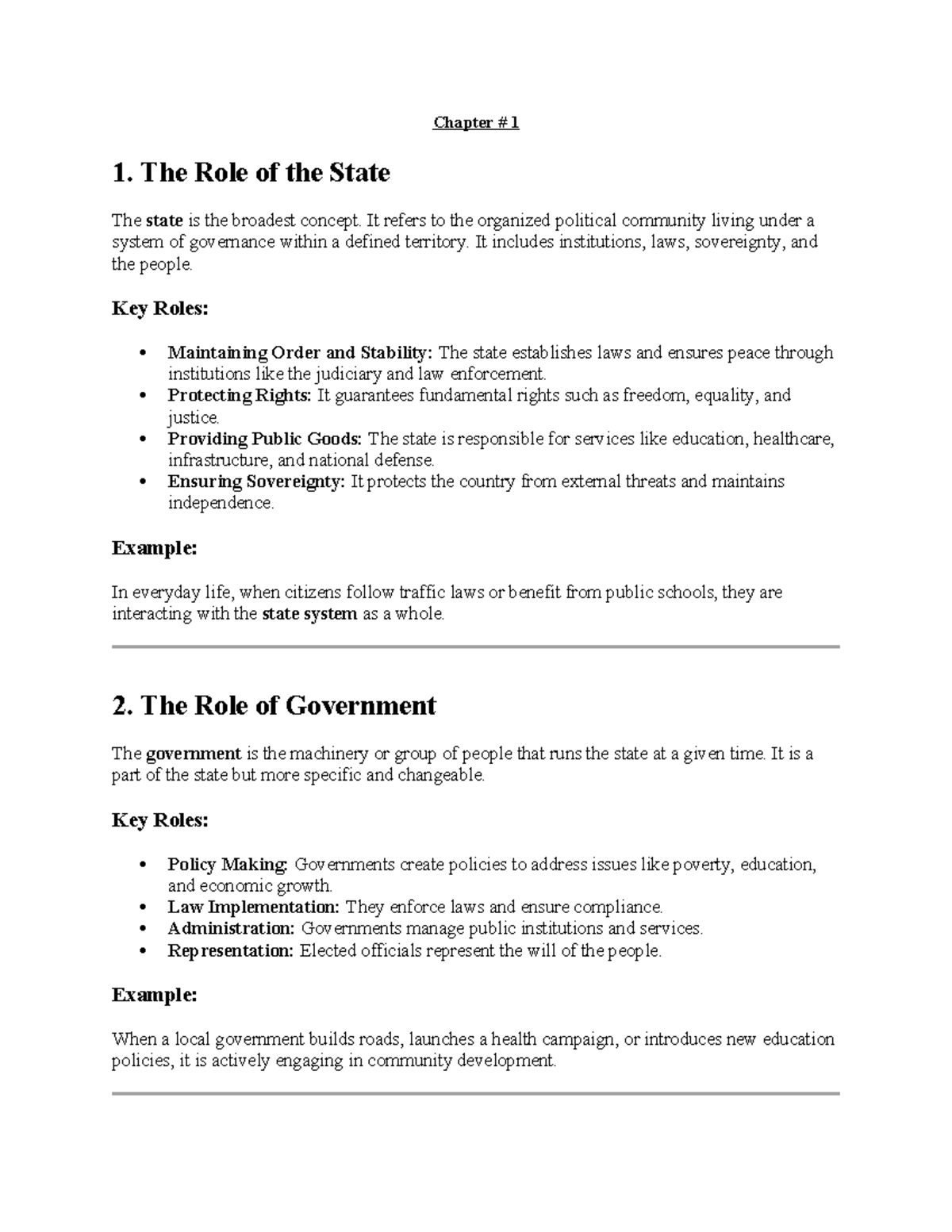 Chapter 1 Civics - The Role of State, Government & Civil Society - Studocu