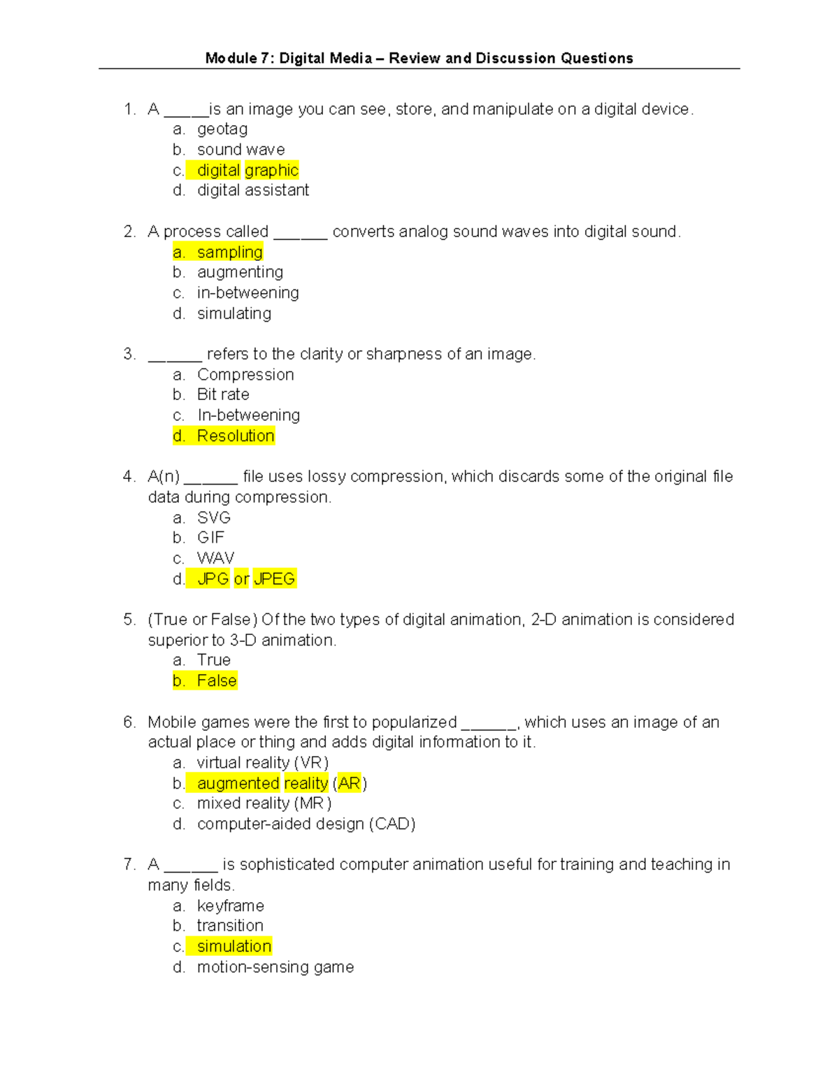 Module 7: Digital Media - Review Questions & Key Concepts - Studocu