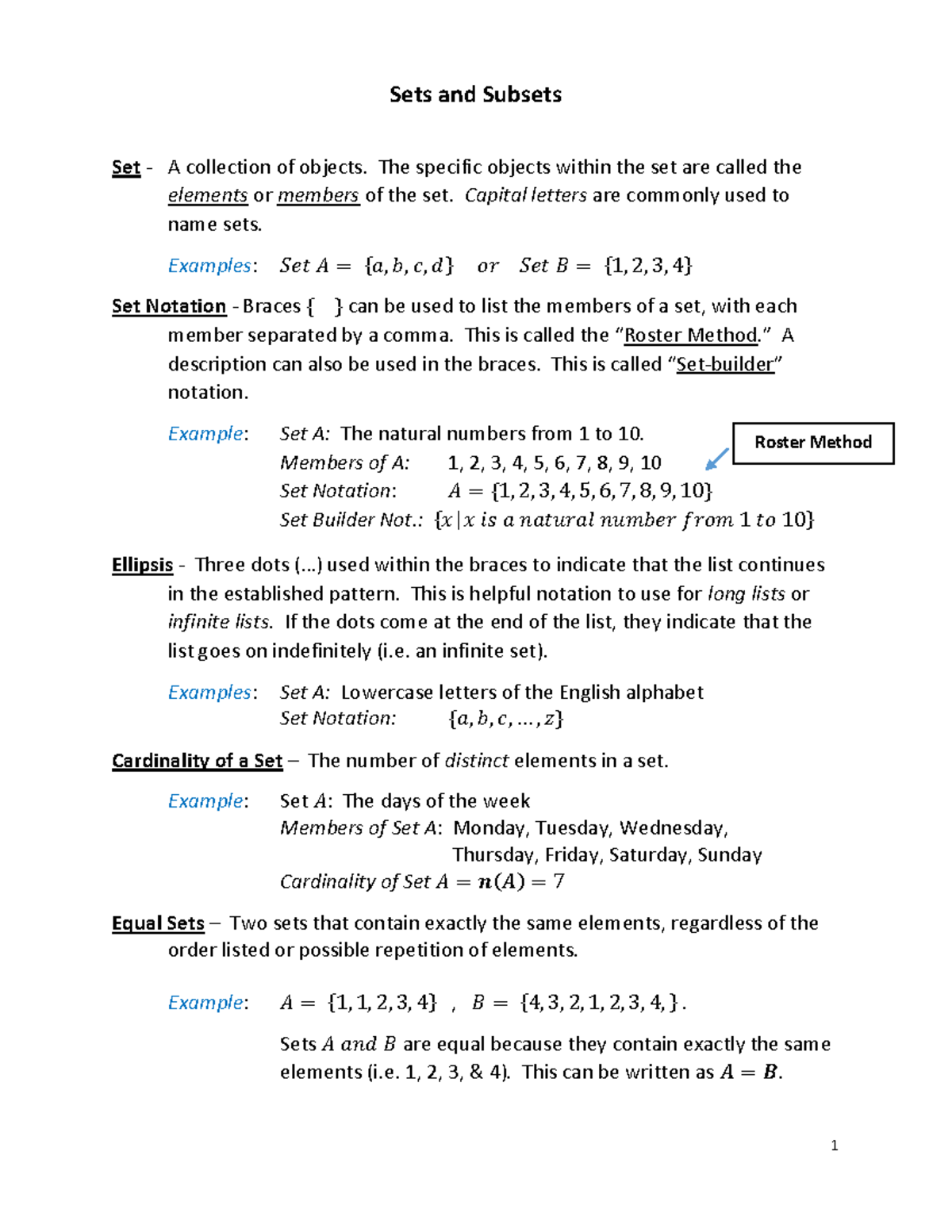Sets And Subsets Understanding Elements And Notation Studocu