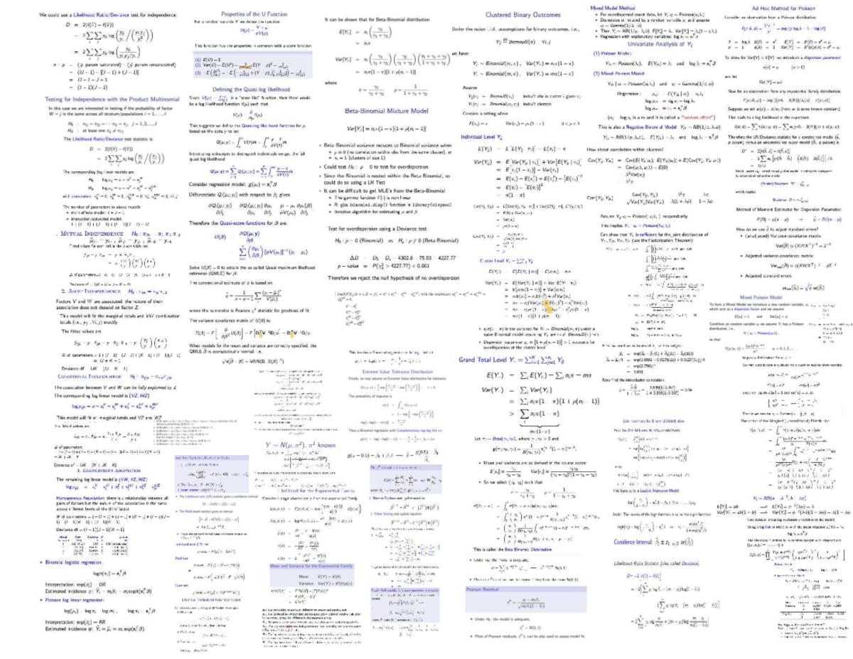 Mixed Model Methods for Poisson and Binomial Regression Analysis - Studocu
