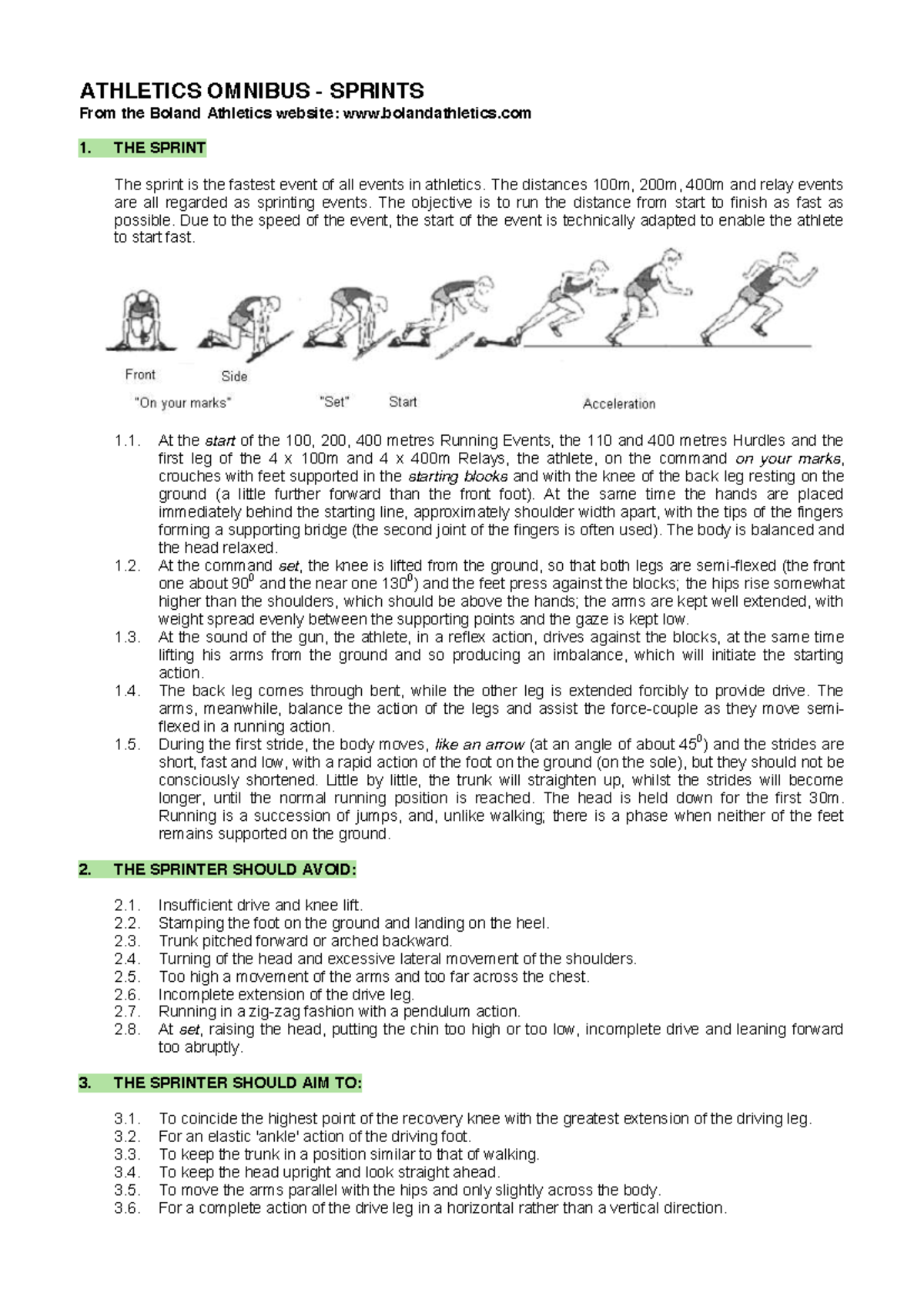 Athletics Omnibus - Sprints Techniques and Training Guide - Studocu