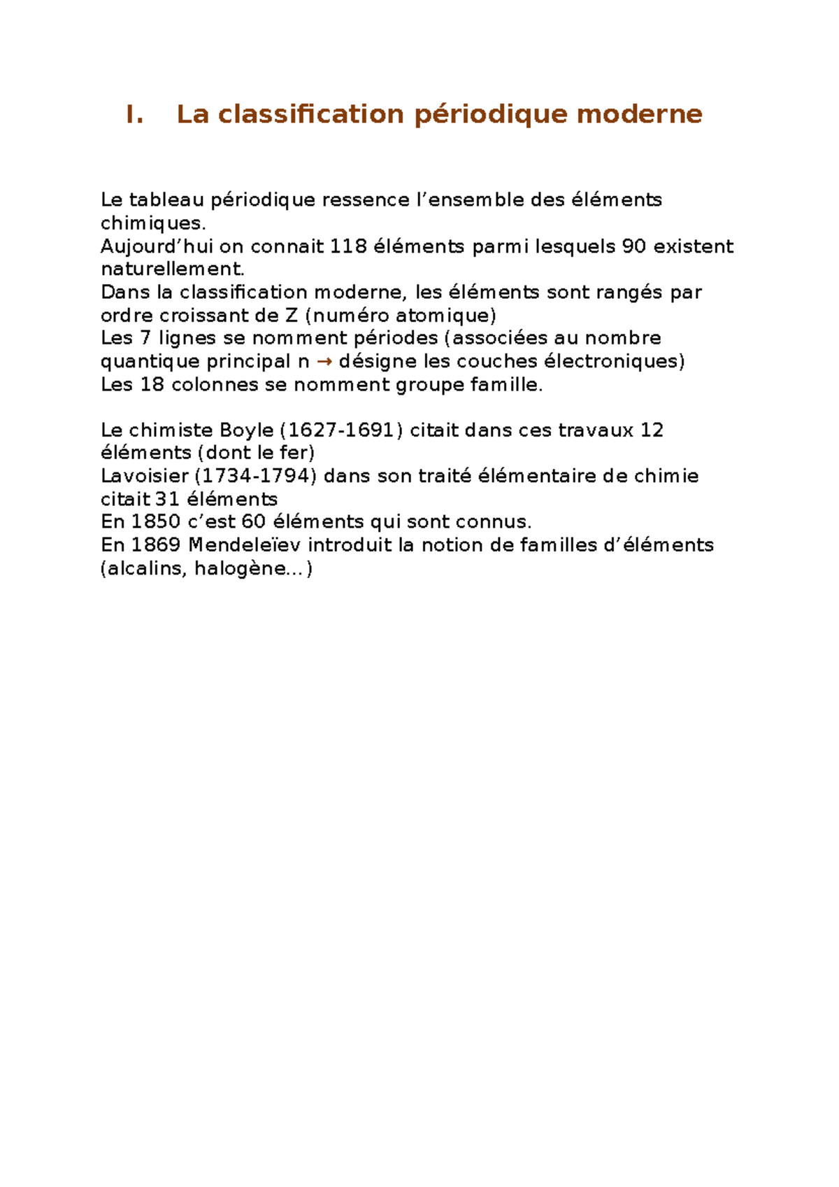 La classification périodique moderne - I. La classification périodique ...