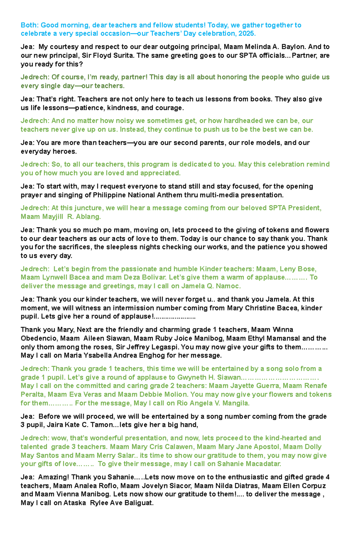 Teachers' Day Celebration Script 2025 - Studocu