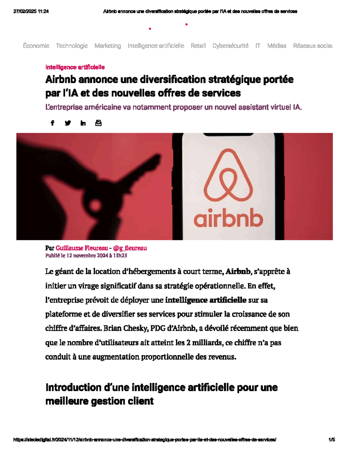 Article Airbnb - MERCI - 11:24 Airbnb annonce une diversification ...