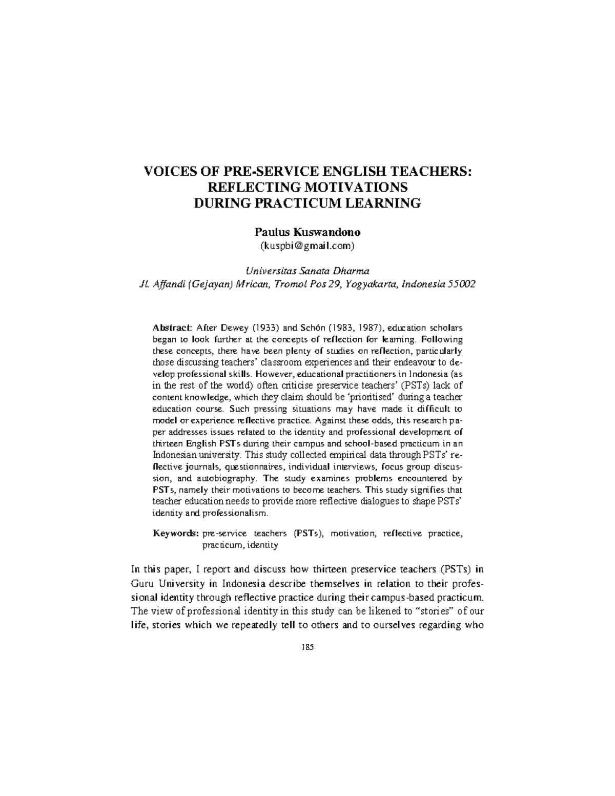 Reflections on Motivations of Pre-Service English Teachers During ...