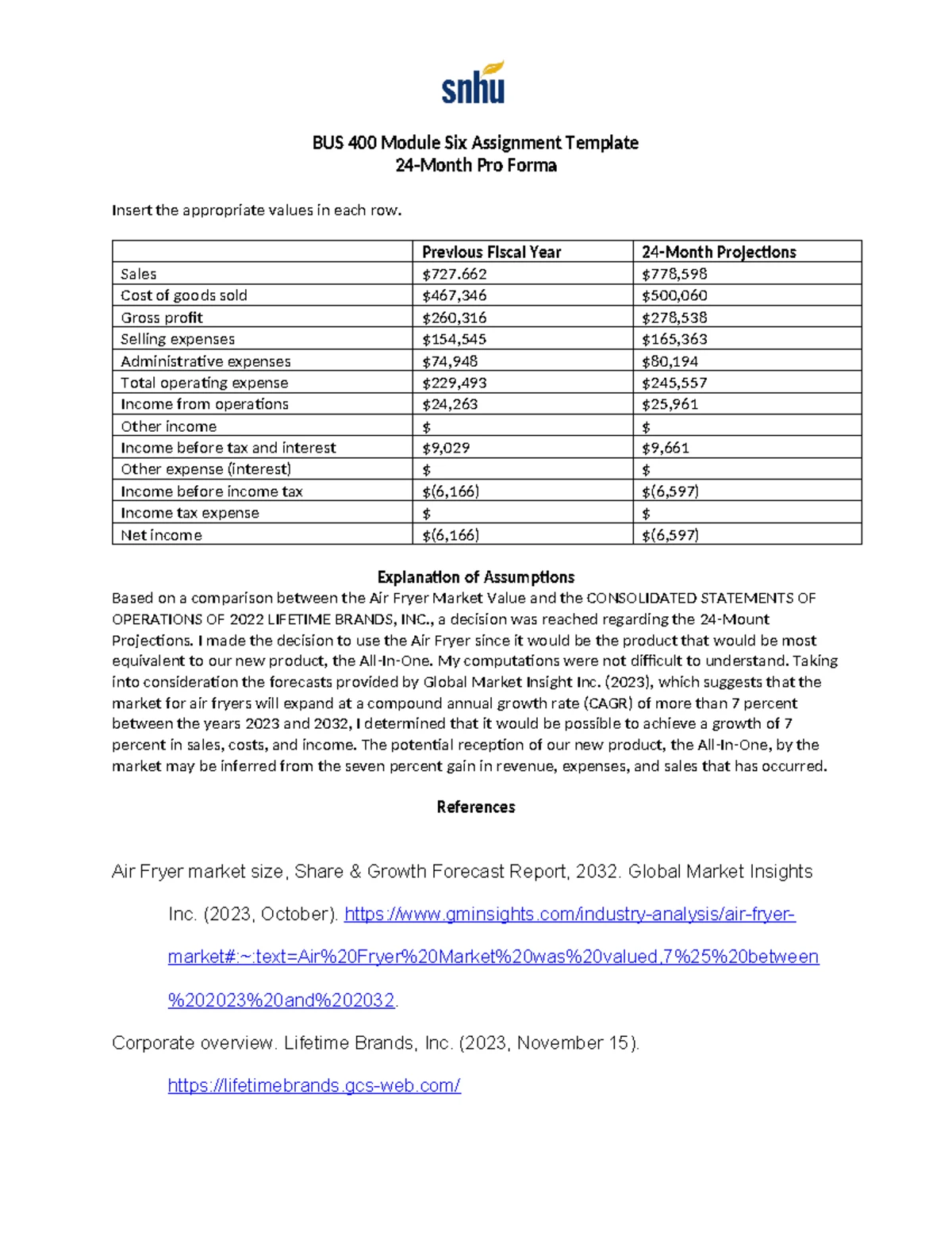 BUS 400 Module Two Assignment - Project Outline: All-In-One for ...