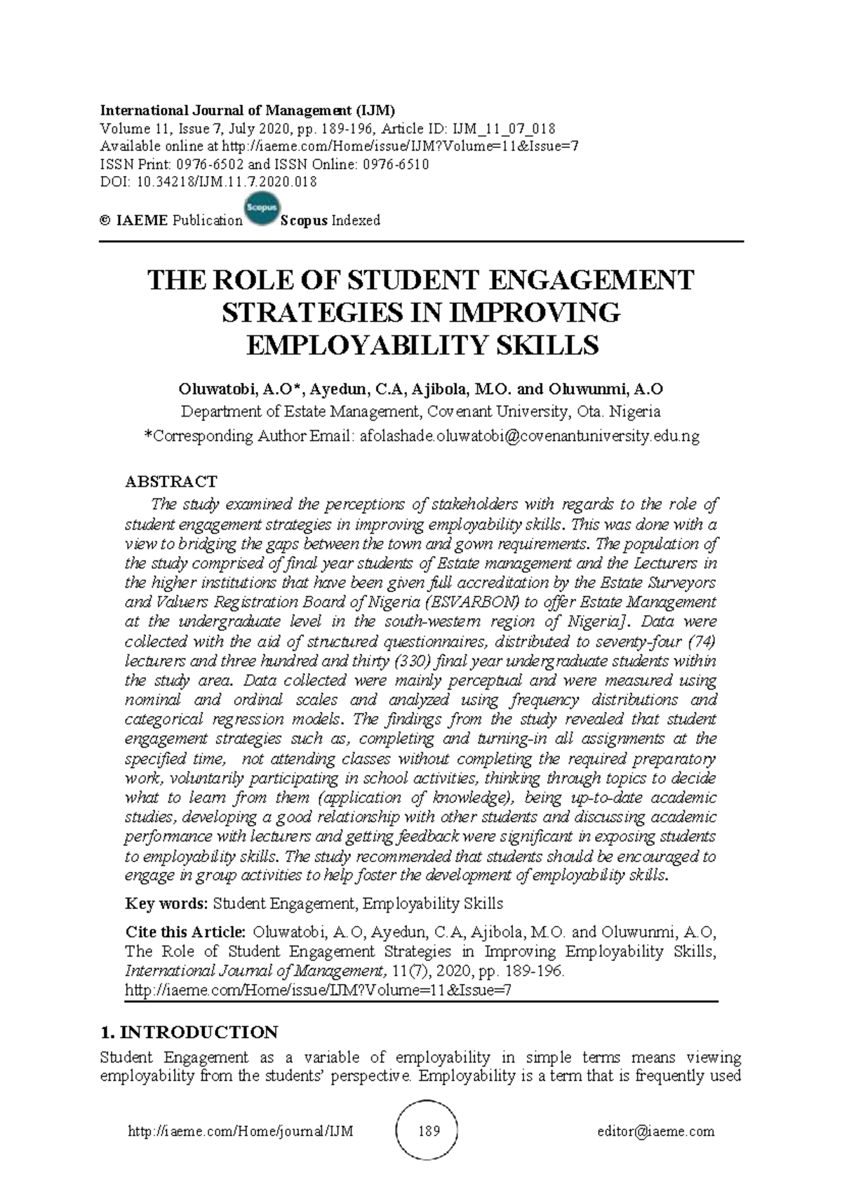 The Role of Student Engagement Strategies in Enhancing Employability ...