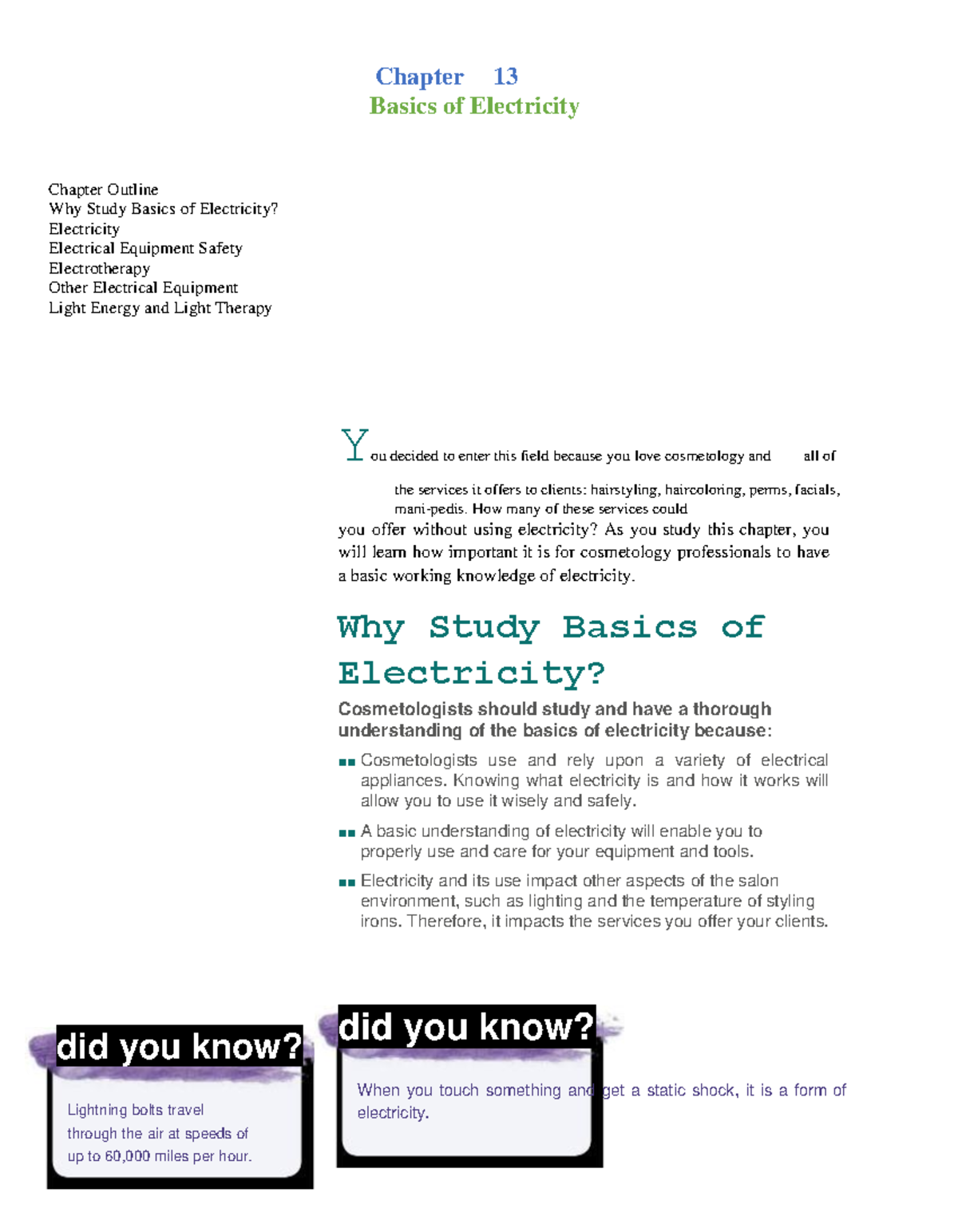 Ch13 Cosmetology Fundamentals: Understanding Electricity and Safety ...