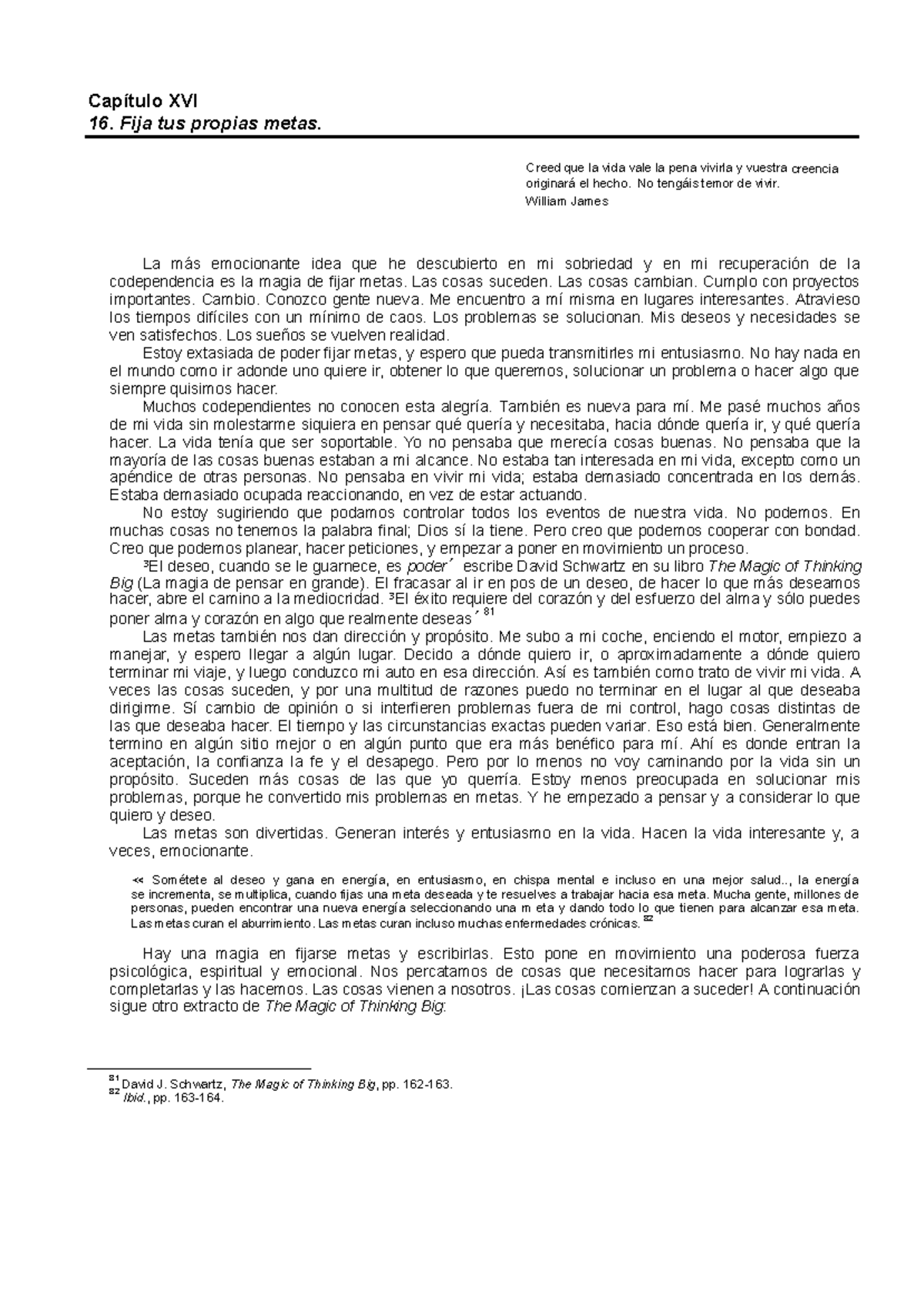 Lectura Fija tus metas - Capítulo XVI 16. Fija tus propias metas. Creed ...