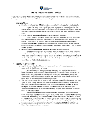 PSY 211 MOD 4 Activity - PSY 211 Module Four Activity Template In the ...