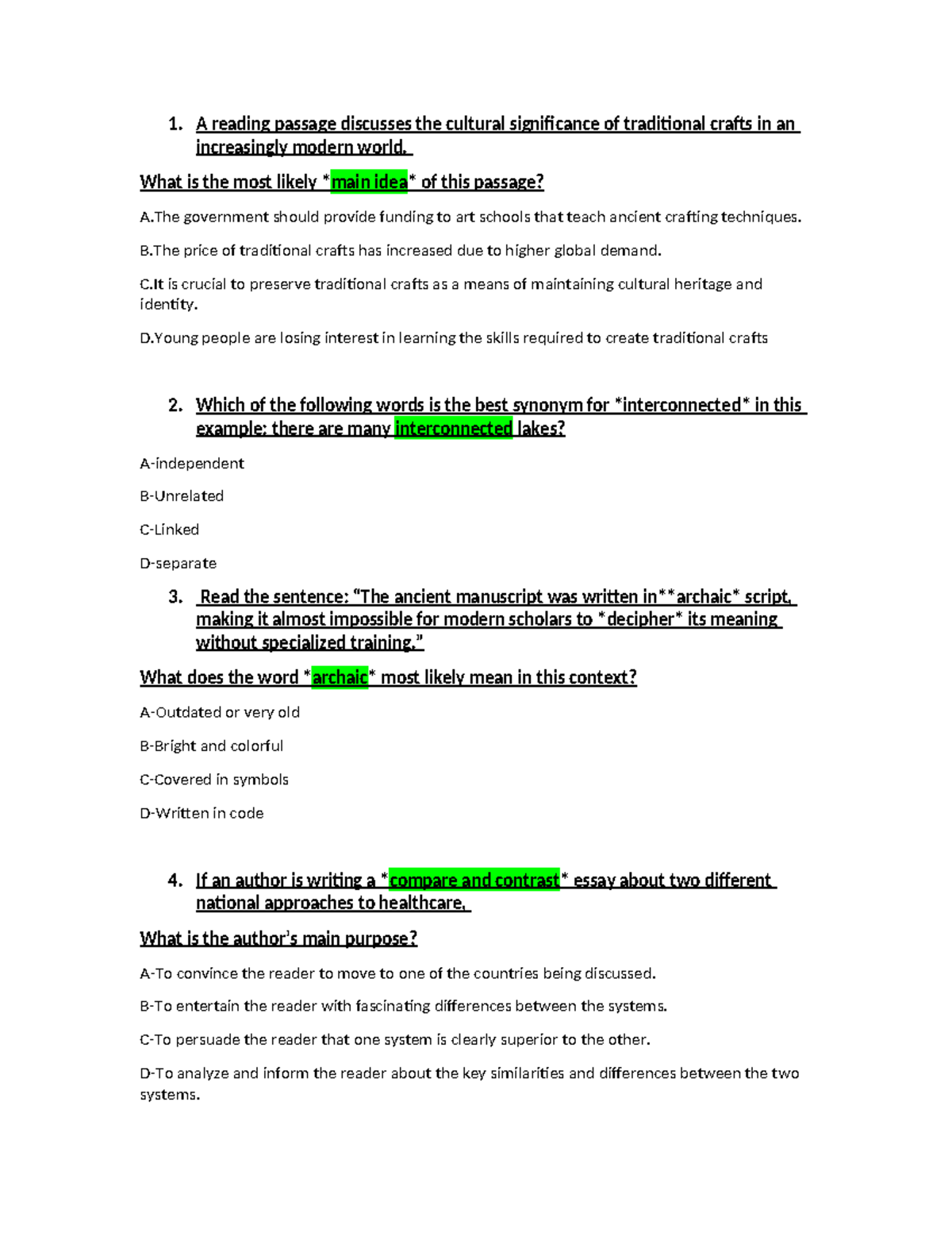 Weaving 4 Quiz 1: Analyzing Cultural Significance and Language Skills ...