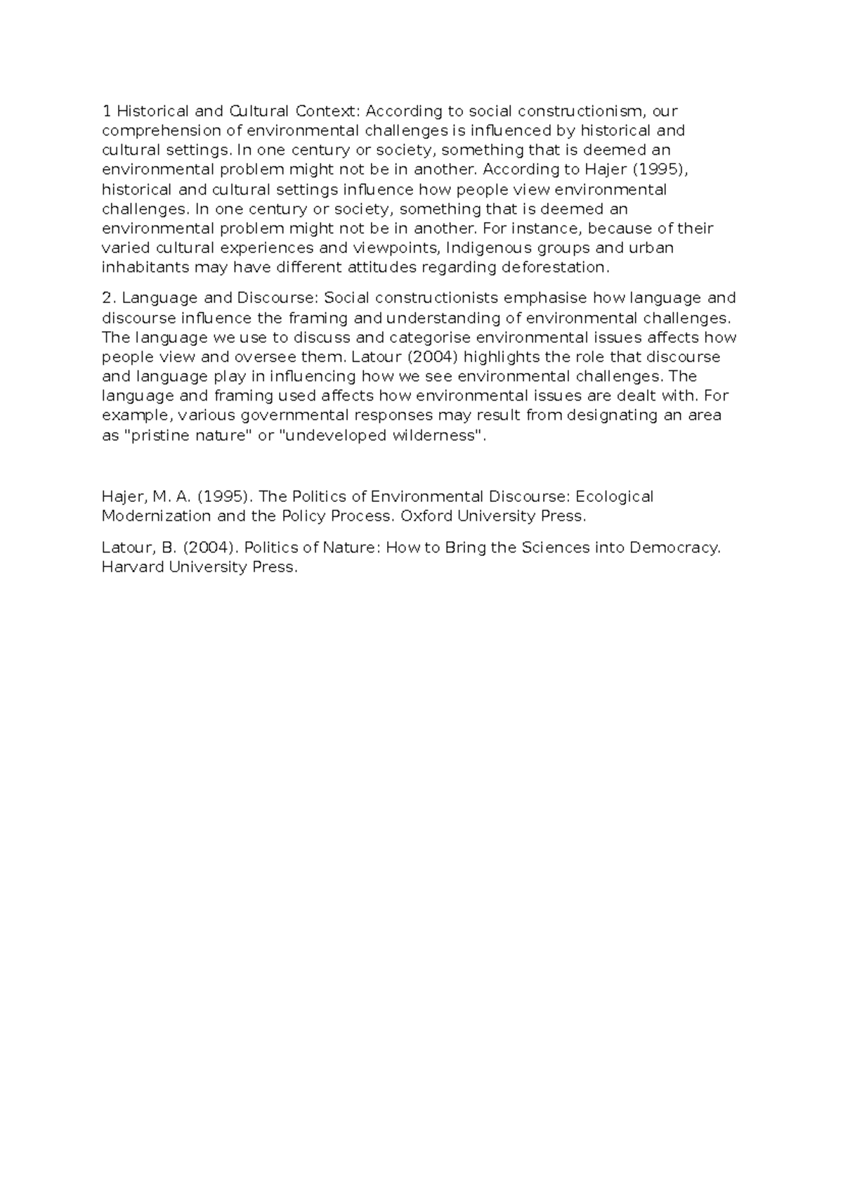 Socy211 Assignment: Historical & Cultural Context of Environmental ...