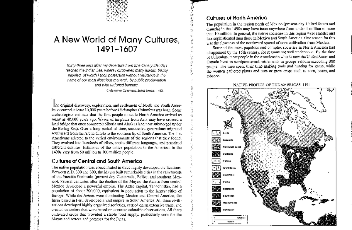 APUSH CH1: Overview of Native Cultures in 1490s North America - Studocu