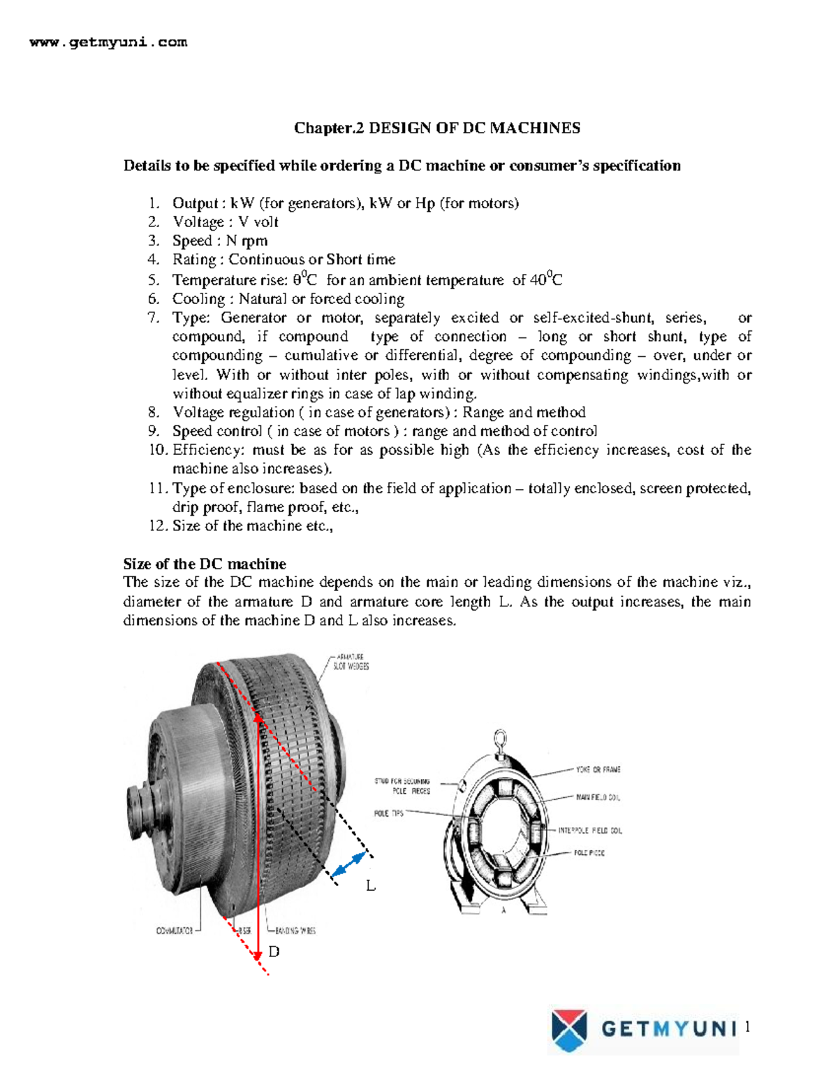 Design of DC Machines (EE 204) - Chapter 2 Notes - Studocu