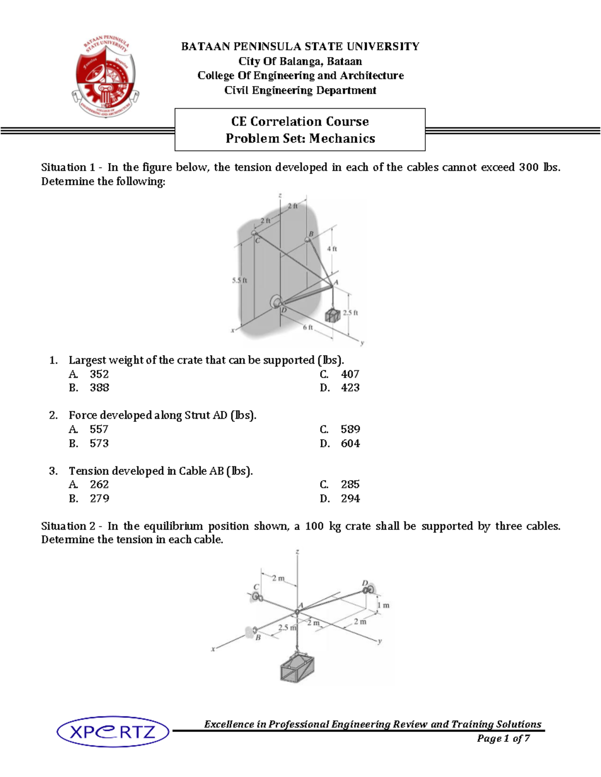 Engineering Mechanics Practice Problems - City Of Balanga, Bataan ...