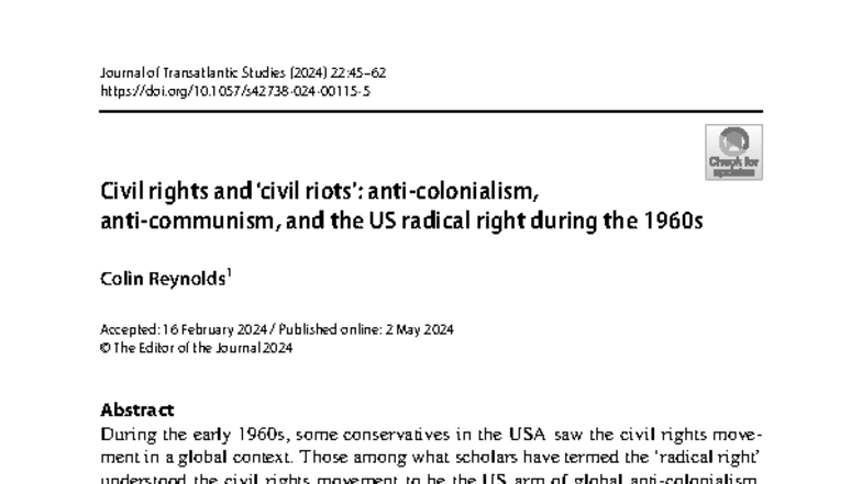 Civil Rights and the Radical Right: A 1960s Perspective (JTS 2024 ...