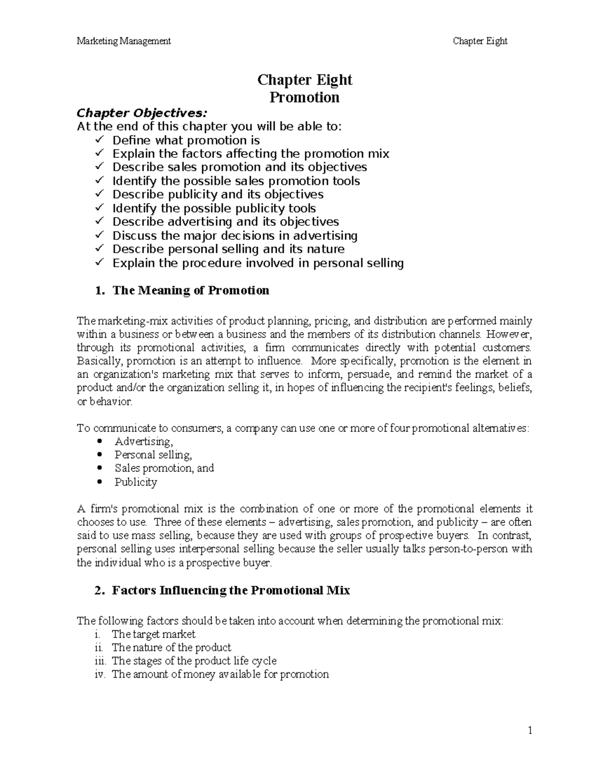 Marketing Management (MKT 101) Chapter 8: Promotion Strategies and ...