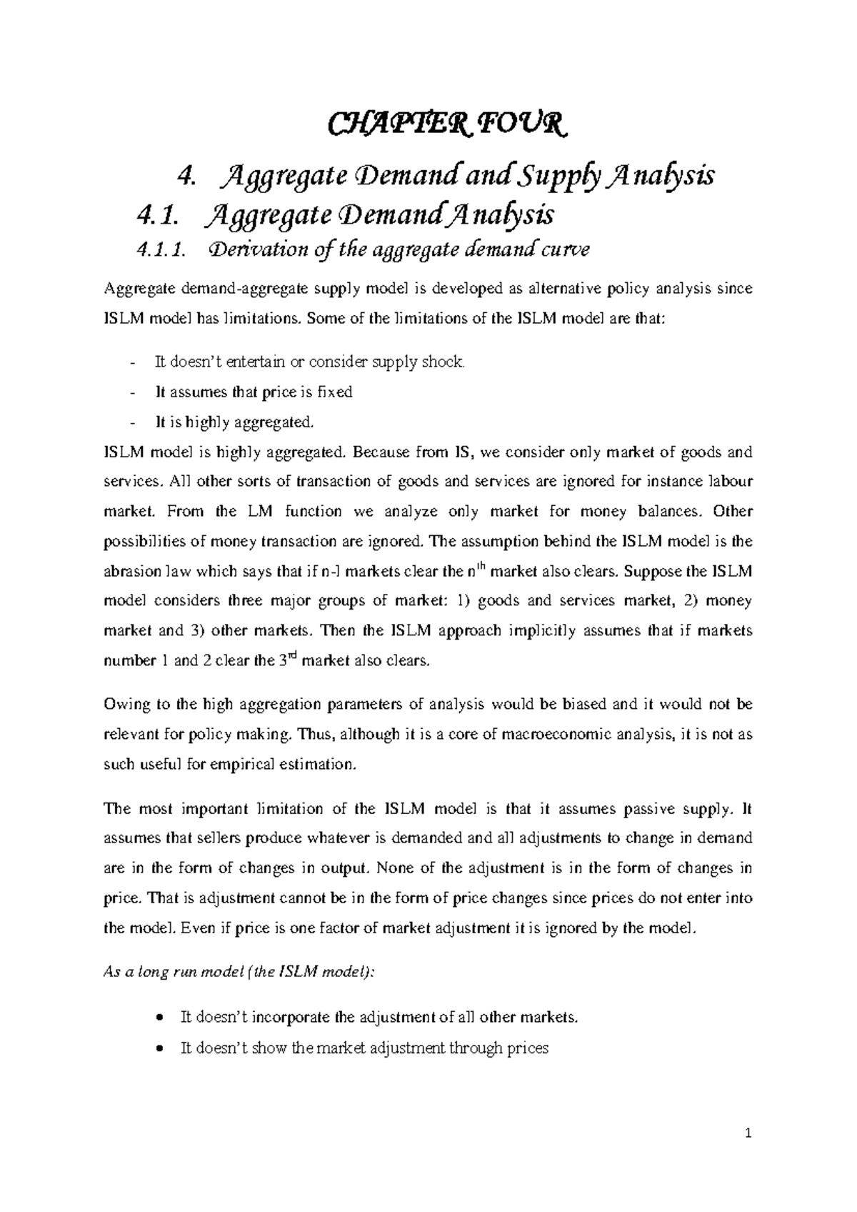 Chapter 4 - word - CHAPTER FOUR 4. Aggregate Demand and Supply Analysis ...