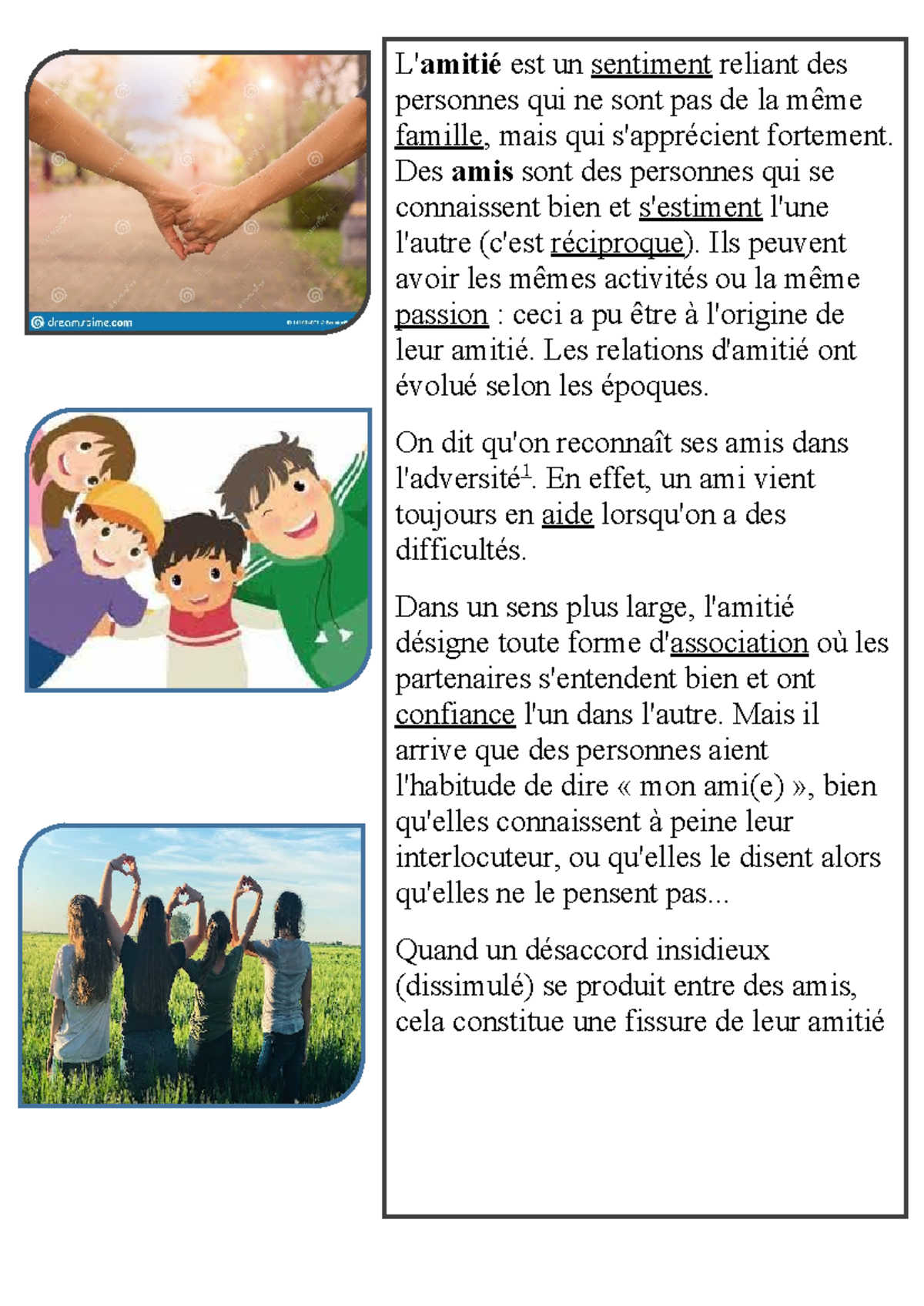 La mitié - a"é&ée - L'amitié est un sentiment reliant des personnes qui ...