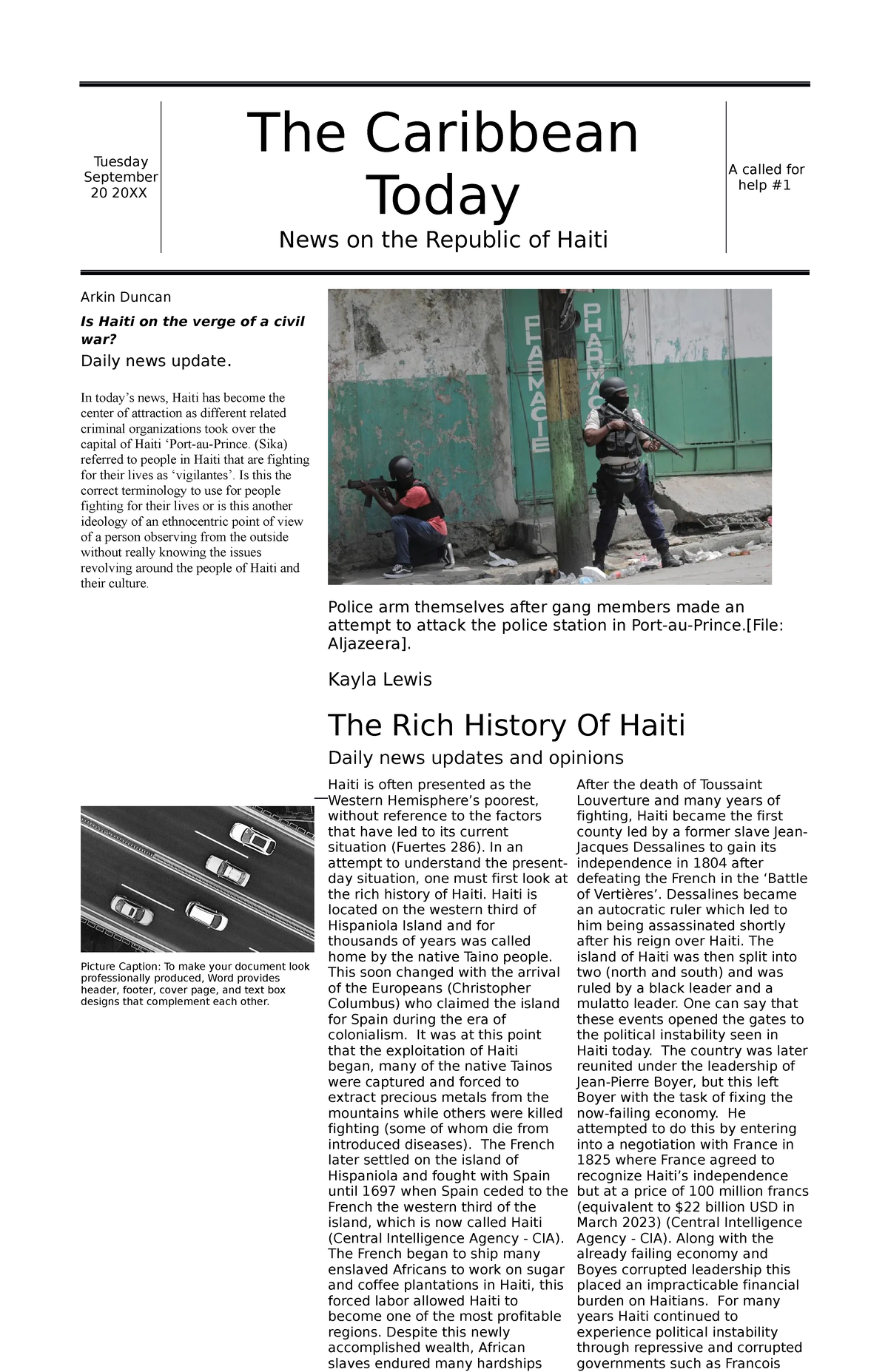 Critical Thinking Project: Stability and Future of Haiti - Caribbean ...