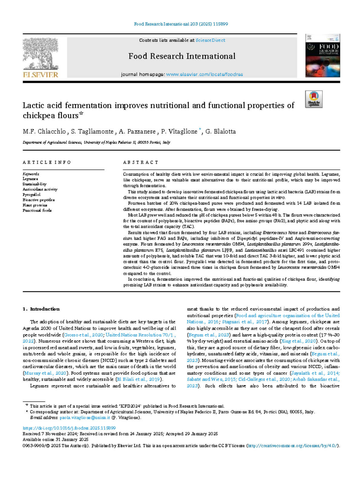 Lactic Acid Fermentation Enhances Nutritional Quality of Chickpea Flour ...
