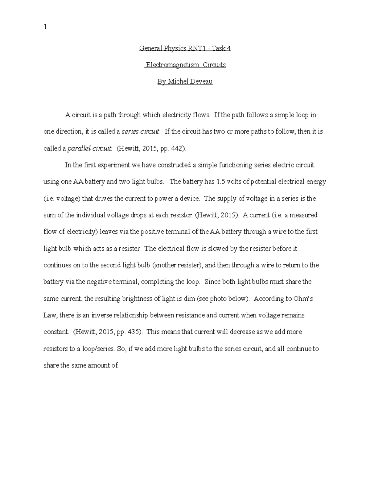 Physics RNT1 Task 4.1: Exploring Series and Parallel Circuits - Studocu