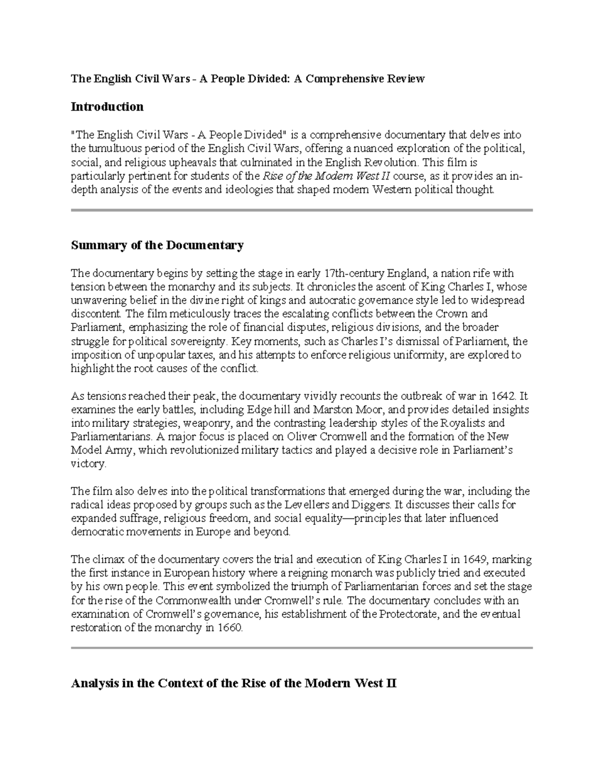 The English Civil Wars - notes on revolution - The English Civil Wars ...