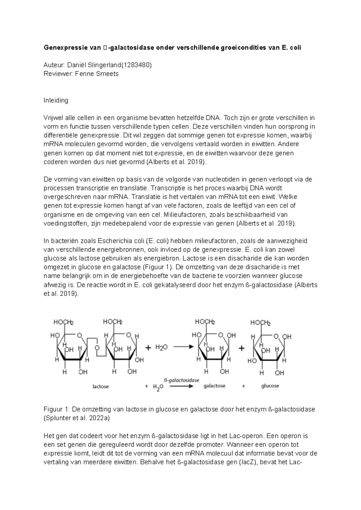 Genexpressie van ß-galactosidase in E. coli: verslag lac-operon ...