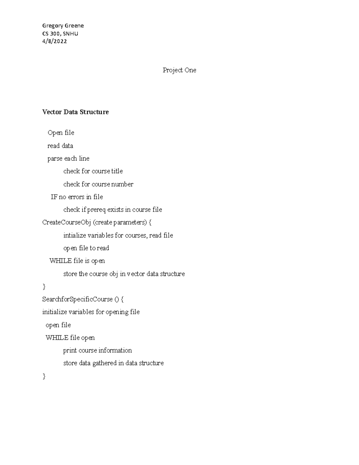 CS 300 Project One - Course Module Assignment - CS 300, SNHU 4/8/ Project One Vector Data ...