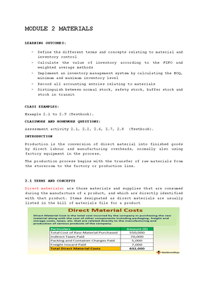 Cost and Management Accounting - Studocu