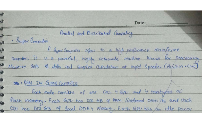 Parallel And Distributed Computing Supercomputer Overview Studocu