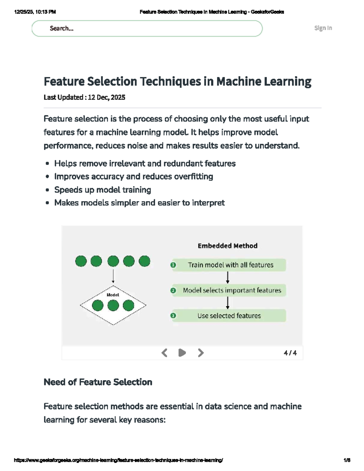 Feature Selection Techniques in Machine Learning (ML101) - Studocu