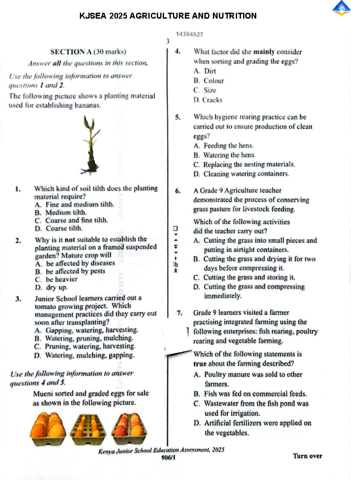 KJSEA 2025 Agriculture and Nutrition Exam Questions and Answers - Studocu