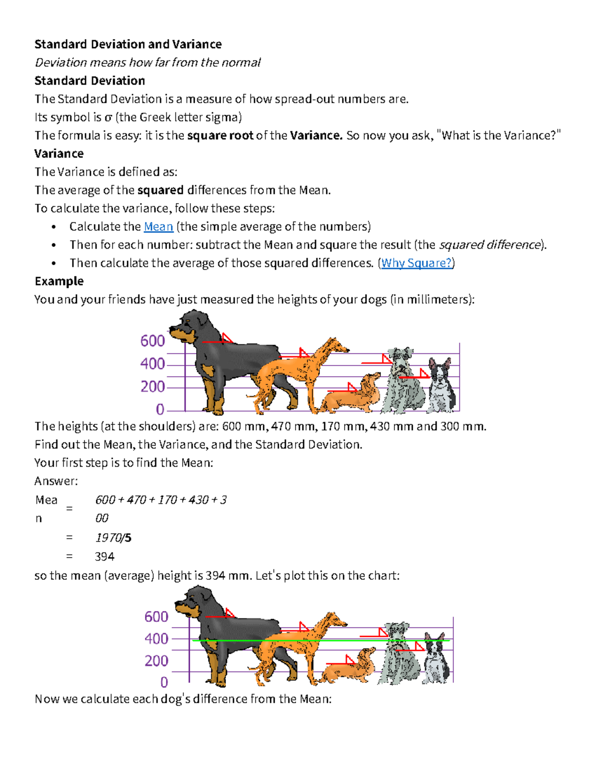 S D and Variance - Standard Deviation and Variance Deviation means how ...
