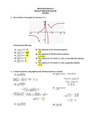 [Solved] i have a test on Limits Limit Laws Infinite Limits Vertical ...