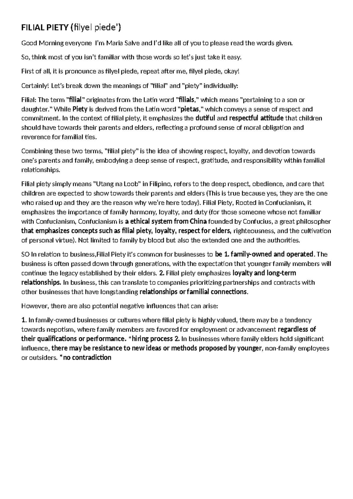 FIL 101: Understanding Filial Piety and Its Cultural Significance - Studocu