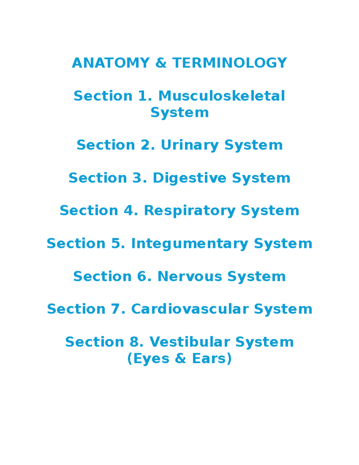 Anatomy & Medical Terminology Overview: Musculoskeletal to Nervous ...