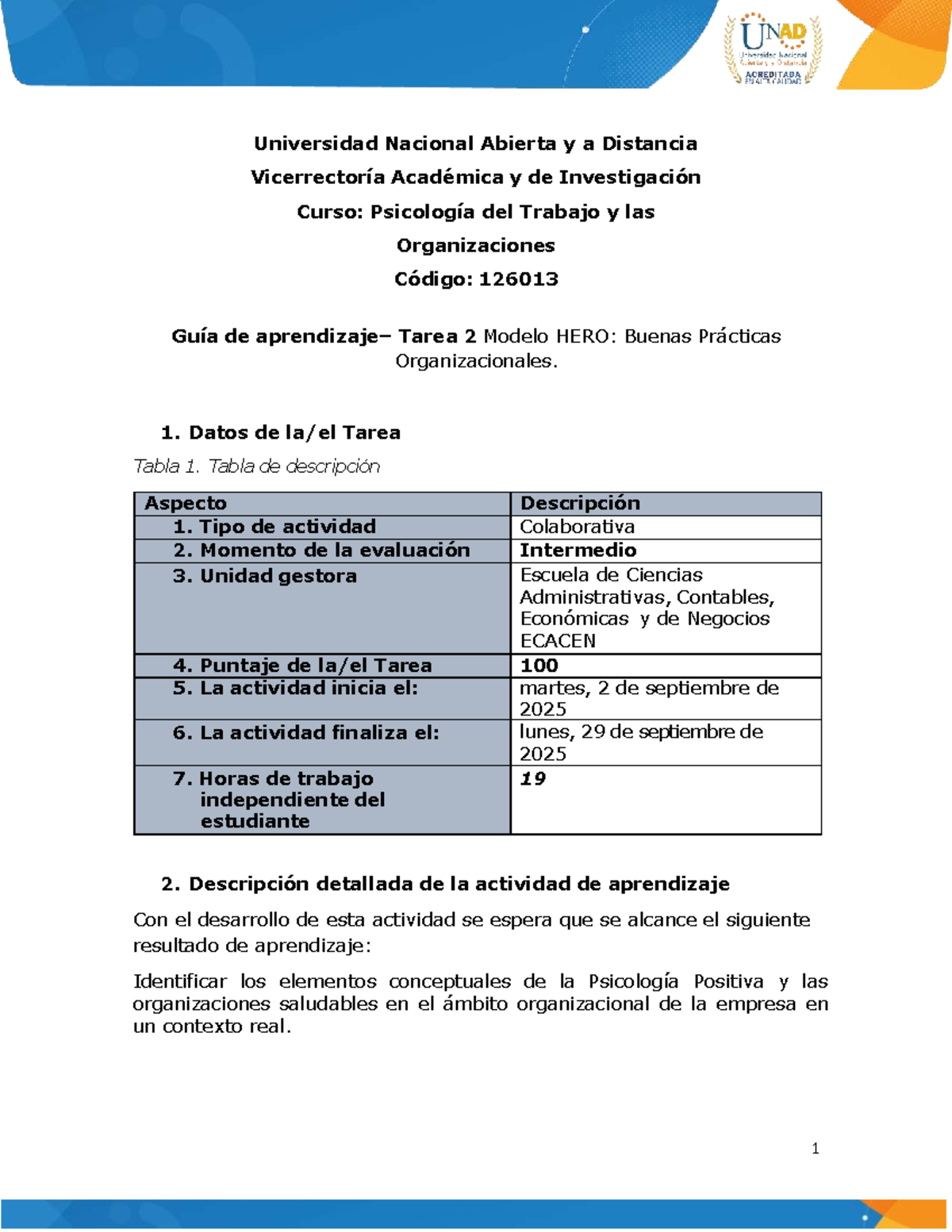 Guía de Tarea 2: Modelo HERO y Buenas Prácticas Organizacionales ...
