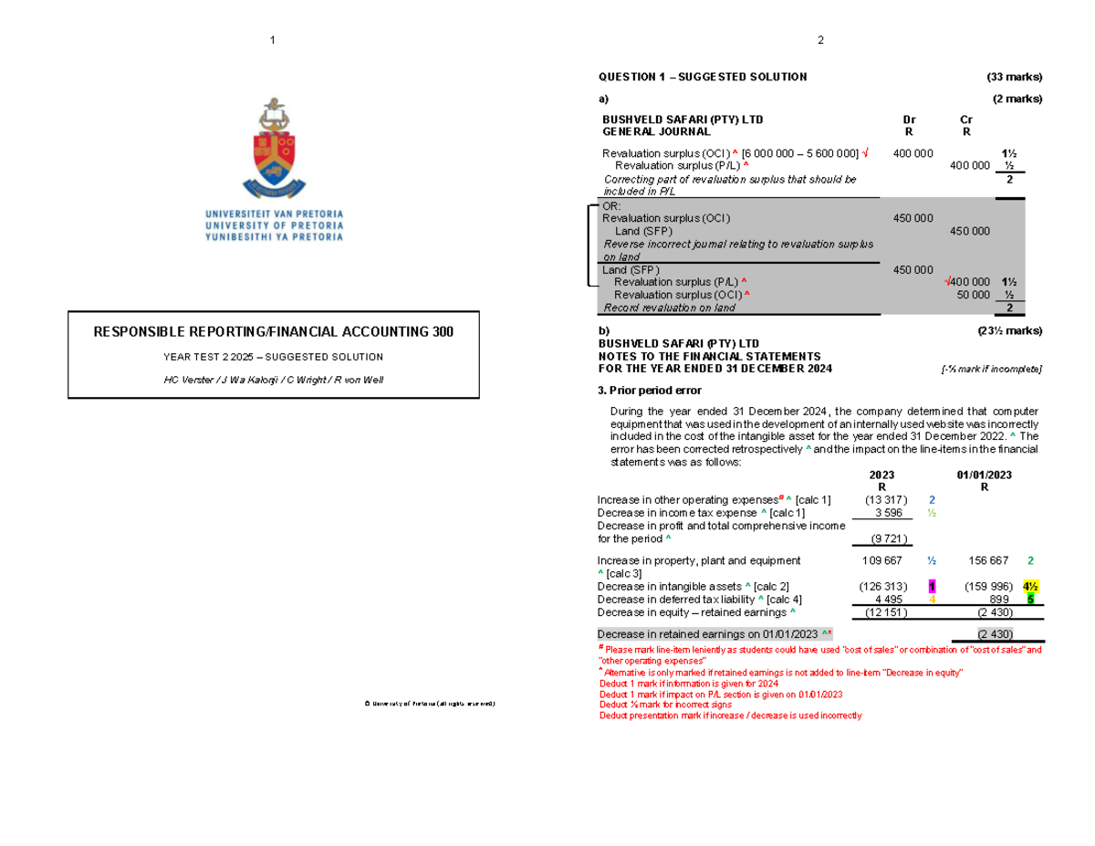 RRP300 YT2 Year Test 2 Suggested Solutions 2025 - Studocu