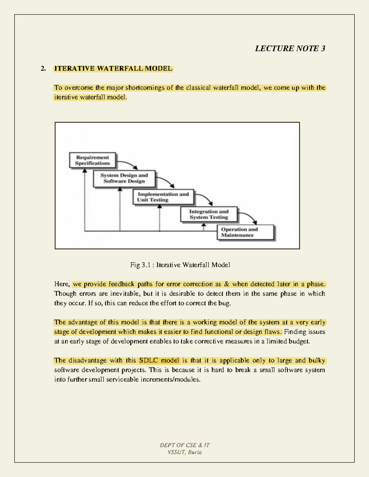 LECTURE NOTE 3: Iterative Waterfall & Prototyping Models - CSE IT VSSUT ...