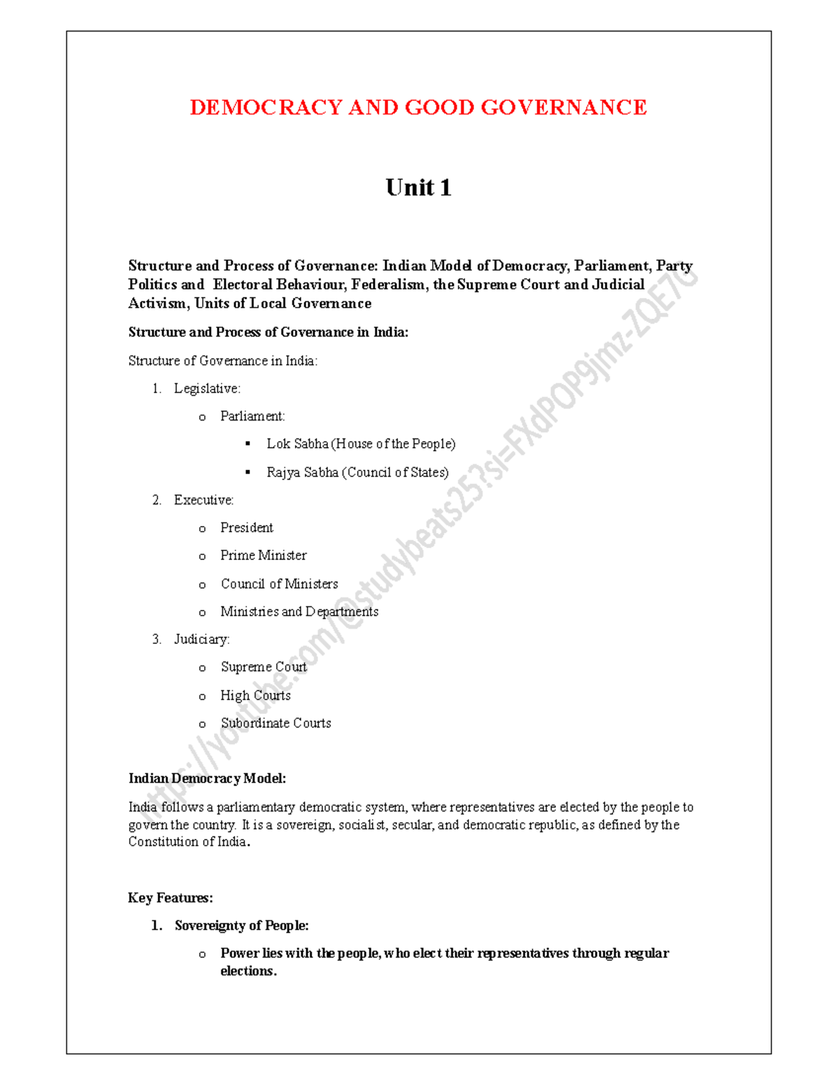 OMG353 Democracy and Good Governance: Comprehensive Study Notes - Studocu